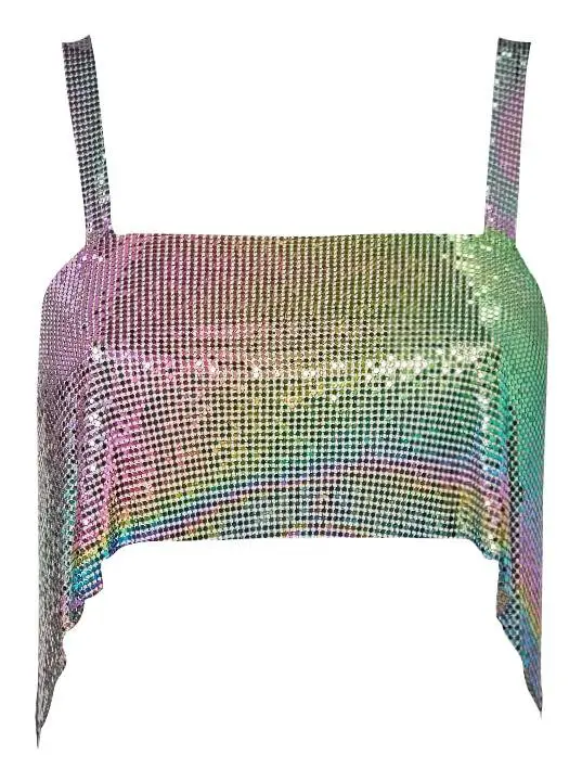 AULALA PARIS Metallic Square Neck Top - Black