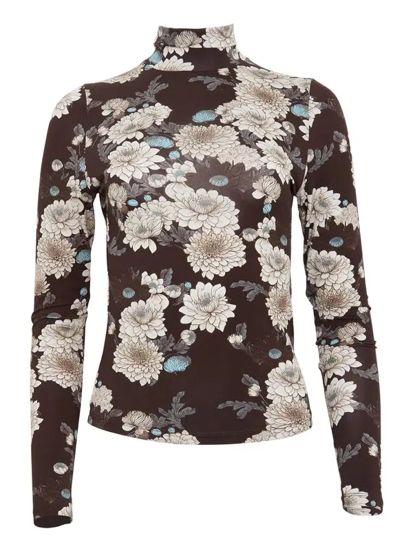LORDS OF HARLECH Kate Serious Floral Turtleneck - Black