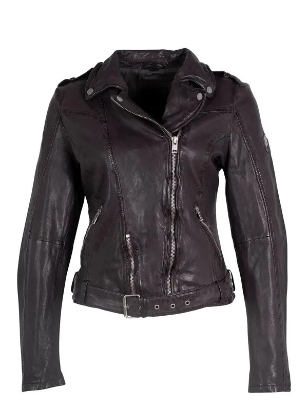 Mauritius Leather Biker Jacket - Purple