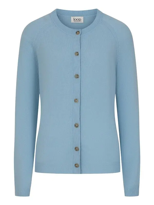 LOOP CASHMERE Featherweight Cashmere Cardigan - Blue