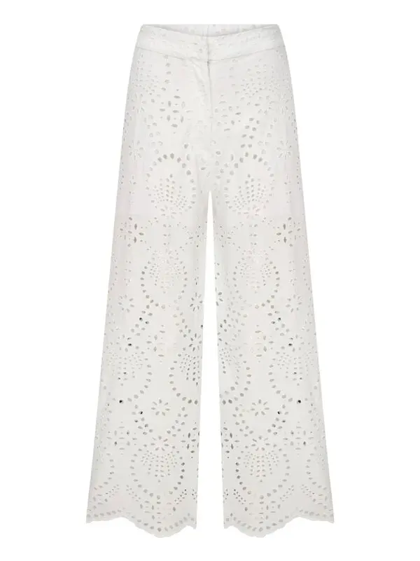 THISISU COLLECTION Solstice Broderie Anglaise Wide-leg Pants - White