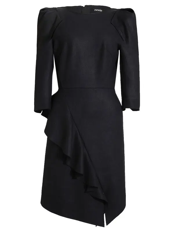 SMART AND JOY Suede Structured Tailor Dress - Black