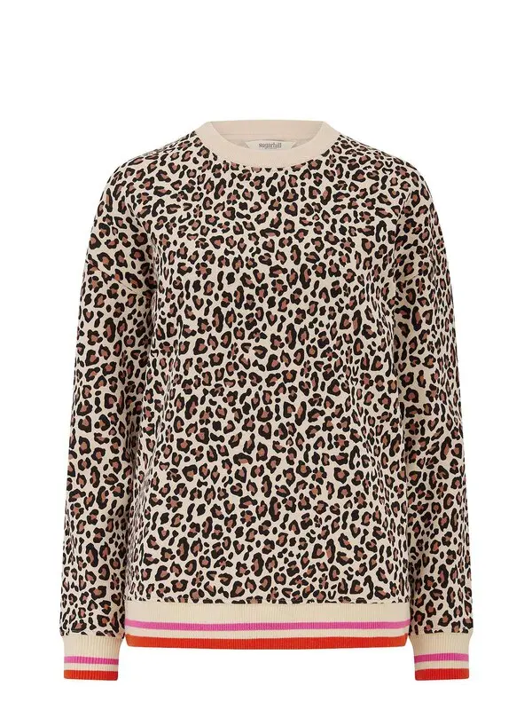 SUGARHILL BRIGHTON Noah Leopard Print Sweatshirt - Brown