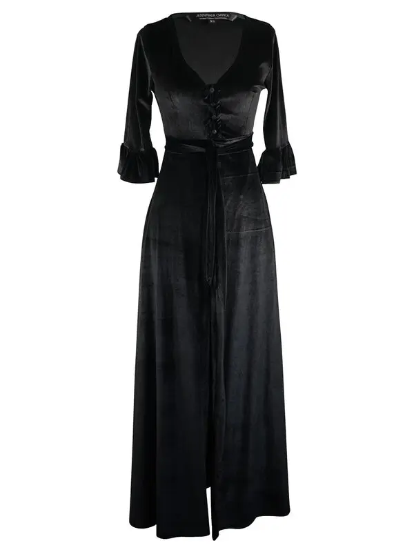 JENNAFER GRACE Velvet Dressing Gown - Black