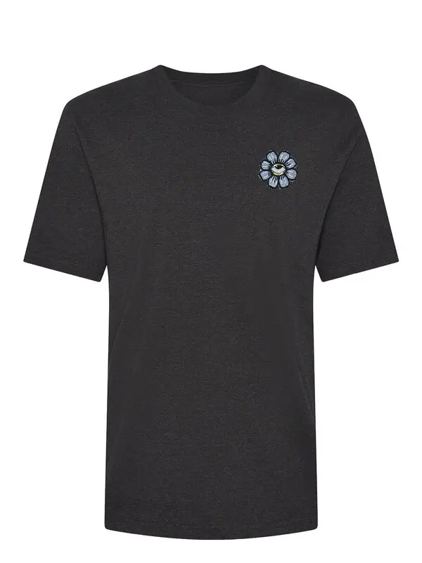 INGMARSON Blue Eyed Flower Upcycled Appliqué T-shirt - Grey