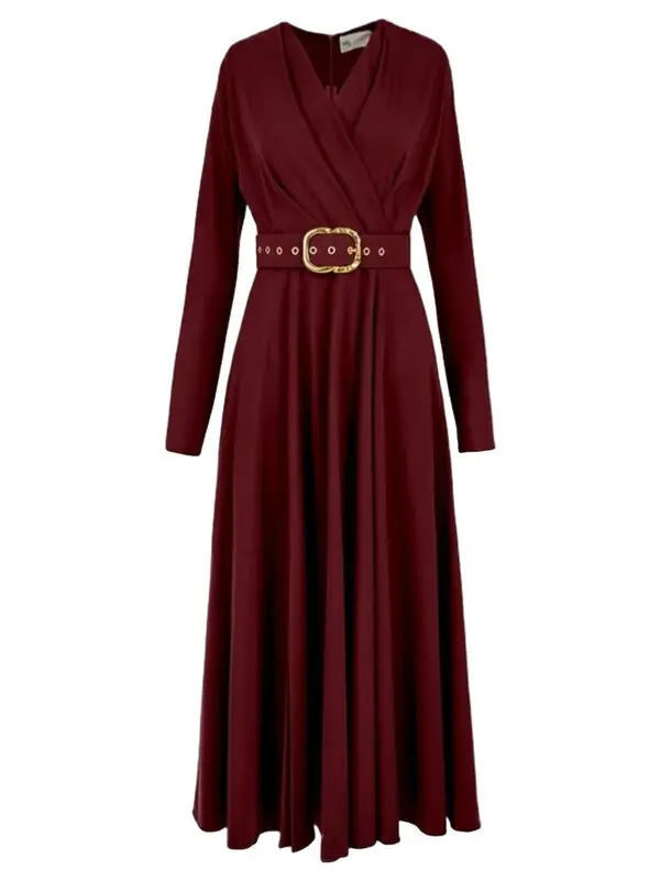 ALINA CERNATESCU Draped Midi Cocktail Dress - Red