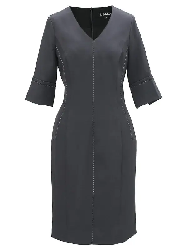 SMART AND JOY Short Dress With Contrast Stitching - Black
