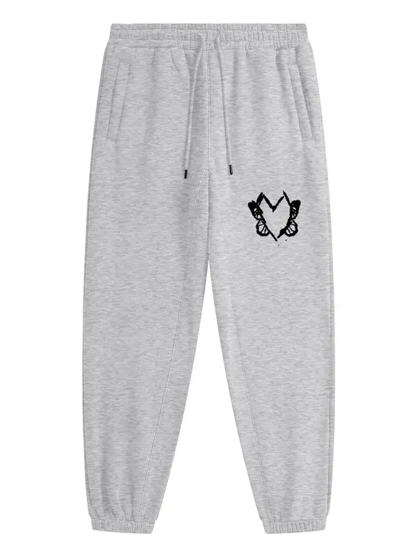 X ILONA BLUE Heart With Wings Fleece Joggers - Black/grey/white