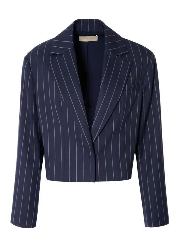 AGGI BY HALEWSKI Lora Mood Indigo Striped Blazer - Blue