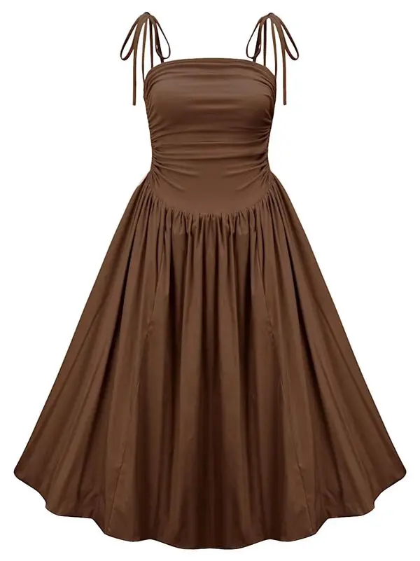 AMY LYNN Alexa Puffball Midi Dress - Brown