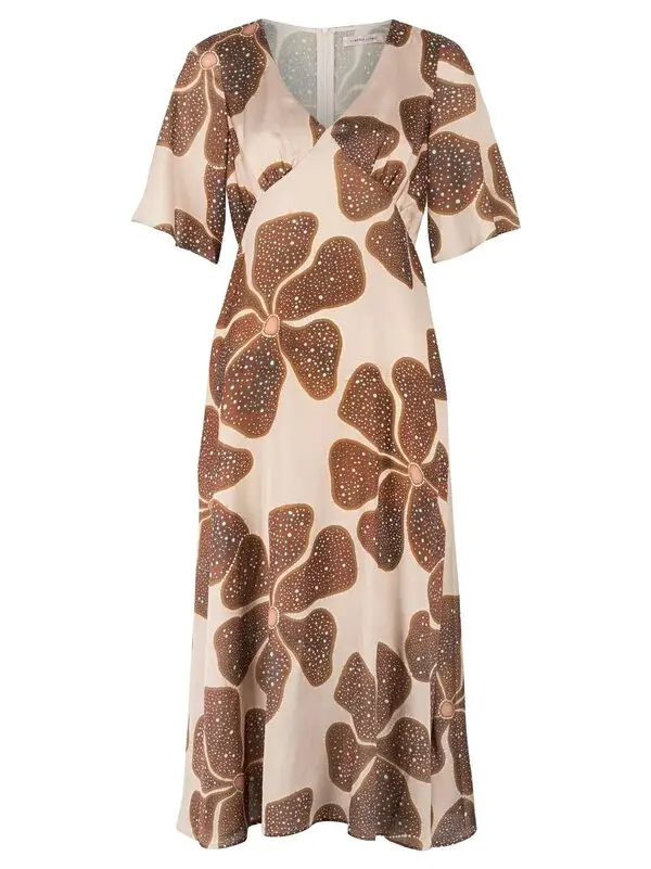 TRAFFIC PEOPLE Full Bloom Blythe Midi Dress - Brown