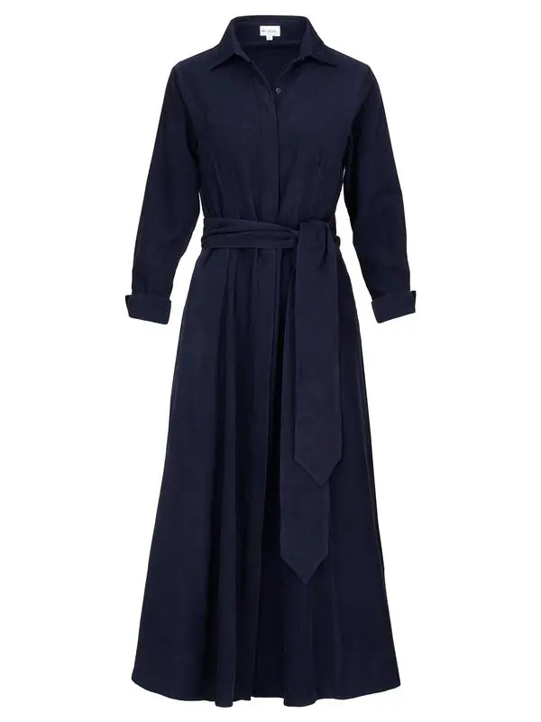 AT LAST... Marigold Corduroy Shirt Dress - Blue