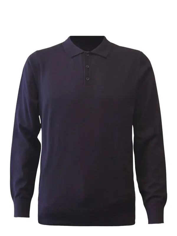 VUSTRA Premium Sweater Knit Long Sleeve Polo - Black