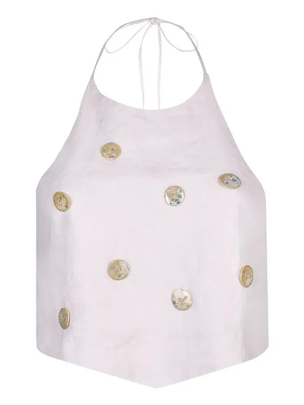 ANEMOIA Léa Light Linen Halter Top - Grey