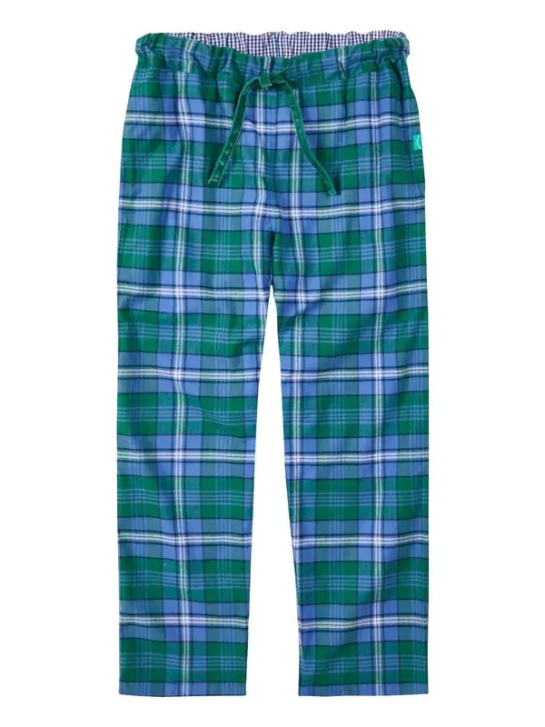 LOUNGERS Organic Brushed Cotton Loungewear Trousers - Blue/green/white
