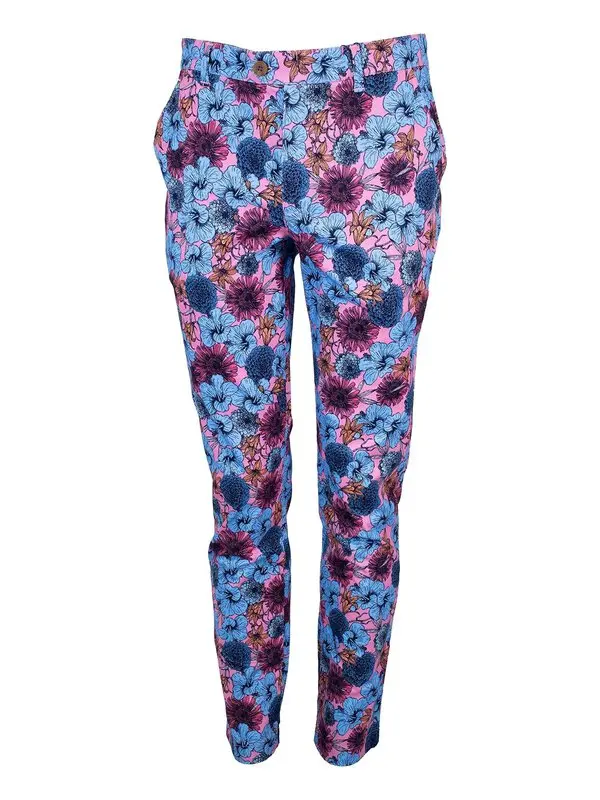 LORDS OF HARLECH Blue / Pink Jack Lux Hibiscus Garden Pants Pink - Blue/pink