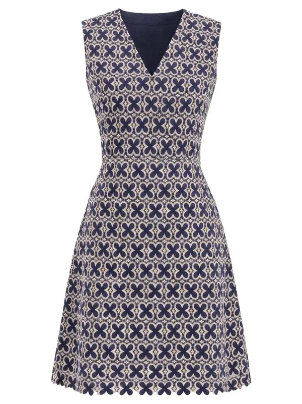 MAVLO Embroidered Mini Dress - Blue