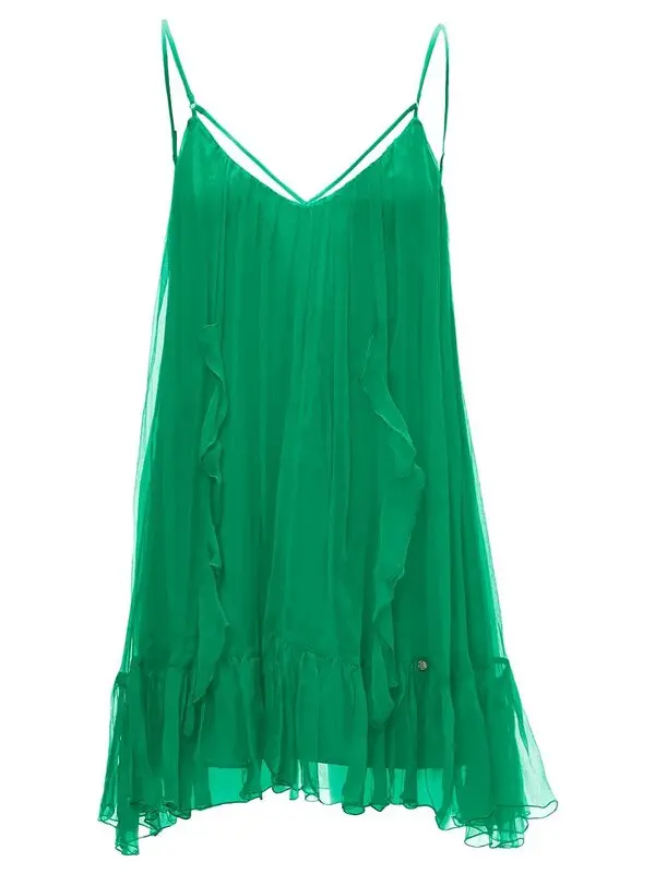NISSA Silk Mini Dress - Green