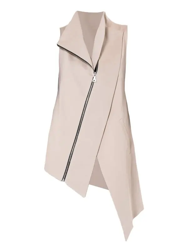METAMORPHOZA Asymmetrical Zip-up Vest - Beige