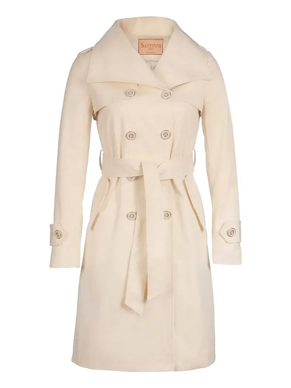 SANTINNI Cotton Gabardine Trench Coat - Yellow