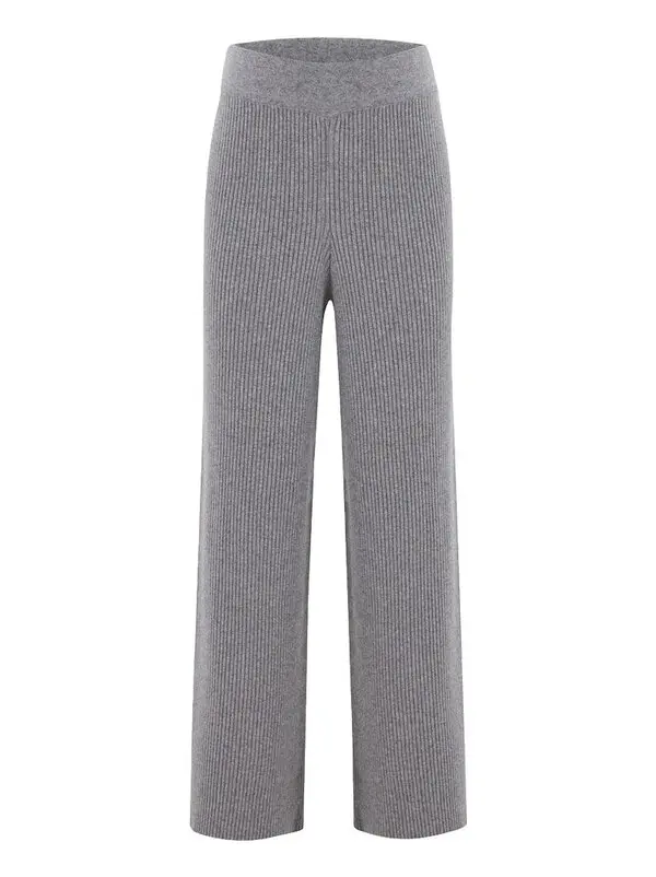 PERALUNA Cashmere Blend Straight-cut Knit Trousers - Grey