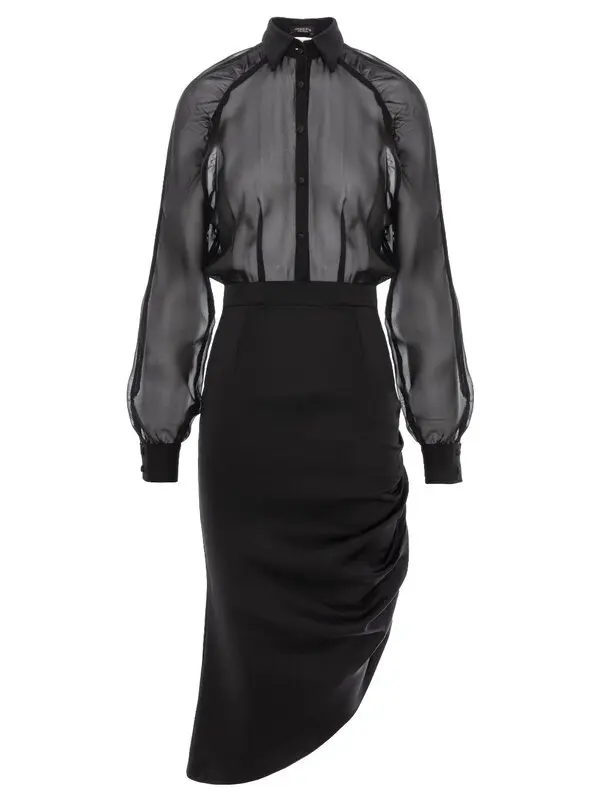 AVENUE N°29 Raglan Sleeve Shirt Dress - Black