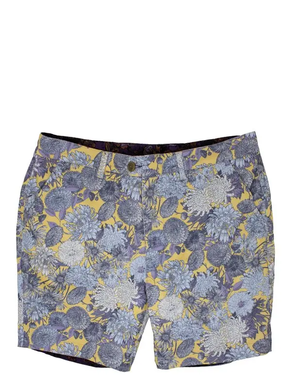 LORDS OF HARLECH John Lux Mums Floral Short - Yellow