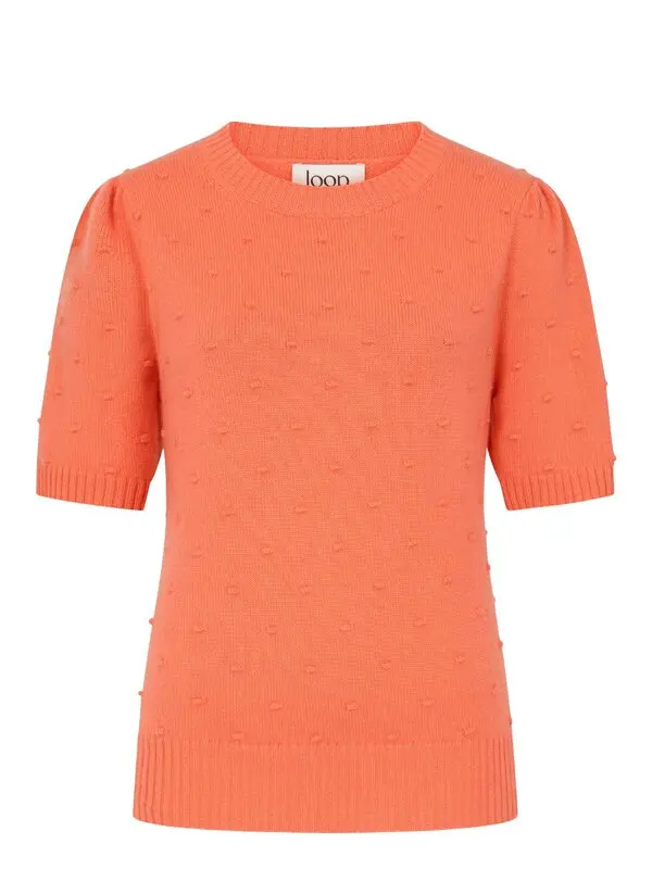 LOOP CASHMERE Bobble Puff Sleeved Sweater - Orange