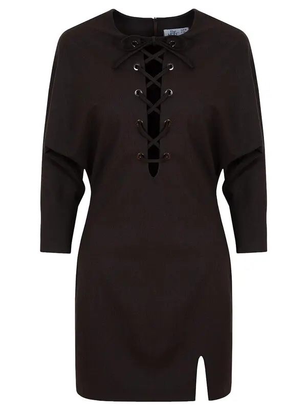 THE MOLC Mini Dress With Tie Detail - Brown
