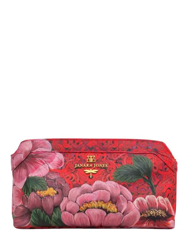 JANARA JONES Floral Hand-painted Clutch - Red