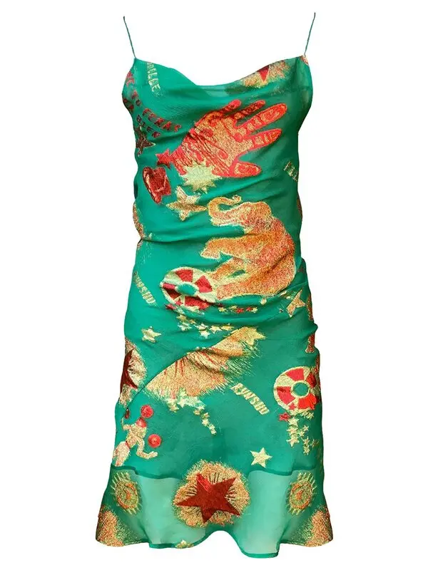GEEGEE COLLECTION Circus Silk-blend Slip Dress - Green