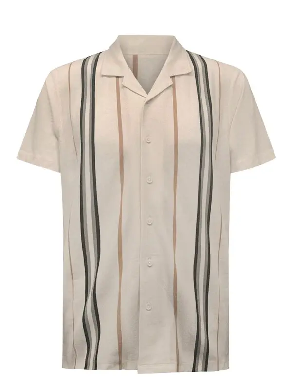 VUSTRA Stripe Pique Camp Shirt - White