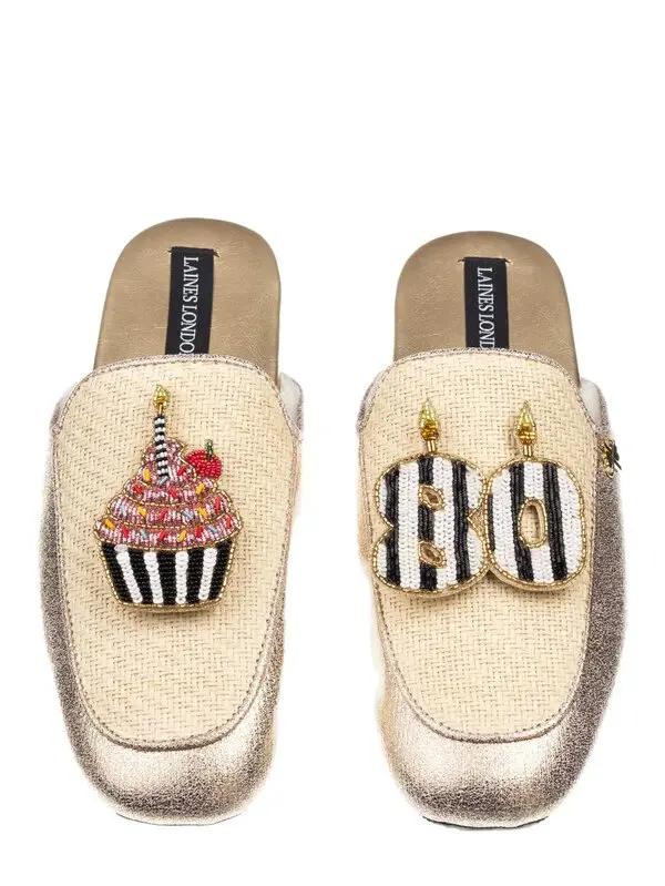 LAINES LONDON Classic Mules With Brooches - Gold