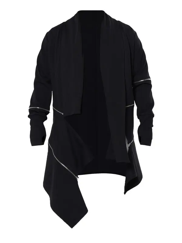 METAMORPHOZA Asymmetric Cardigan With Zipper Accents - Black