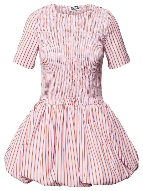 AMY LYNN Eleanor Stripe Puffball Mini Dress - Pink