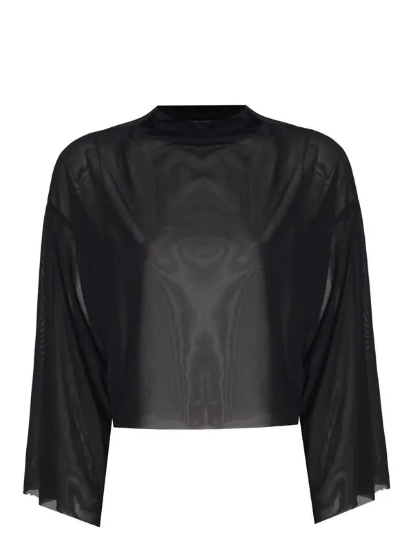 NO'DESIGN Sheer Oversized Cropped Top - Black