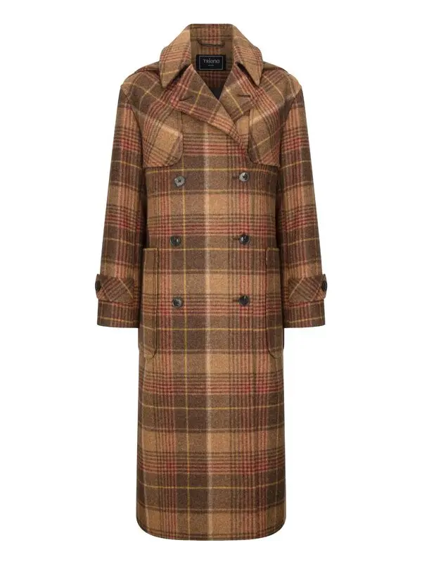 TRIONA Check Caitlin Duffle Coat - Red