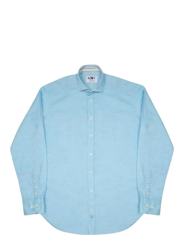KOY CLOTHING Pale Turquoise Cotton Linen Shirt - Blue