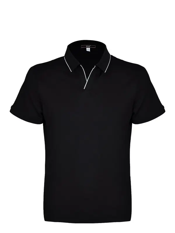 DAVID WEJ Marco V-neck Polo Shirt - Black