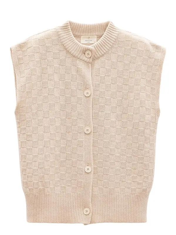 PERALUNA Yvette Buttoned Knit Vest - Beige