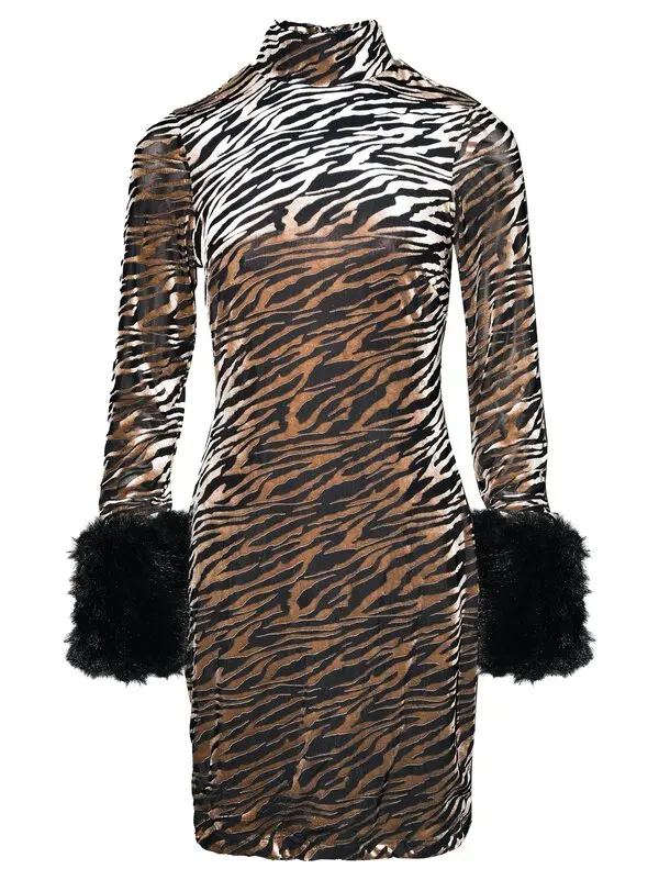 AMY LYNN Harriet Leopard Mini Dress - Black/brown