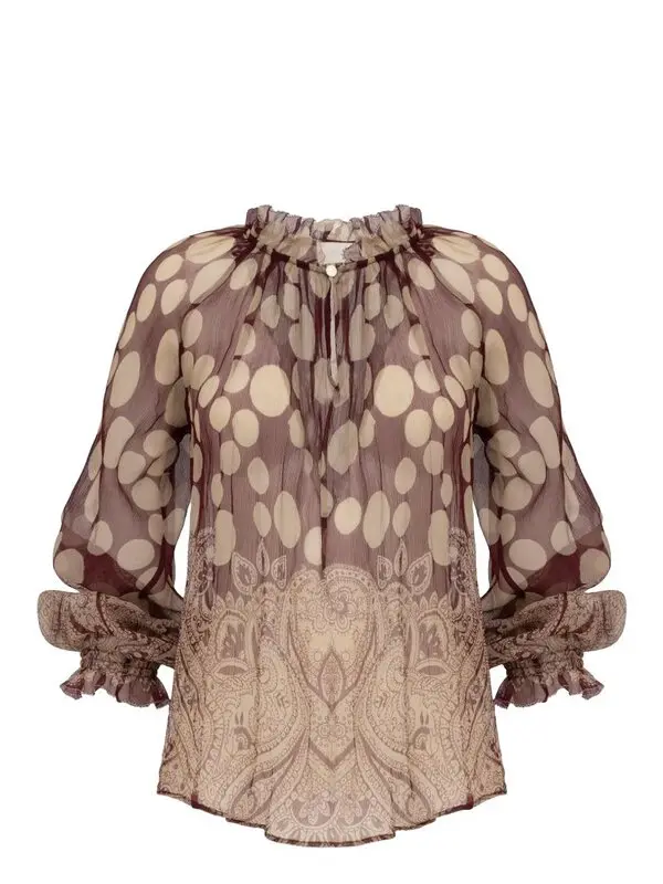 GEORGETTE Luna Sheer Blouse - Brown