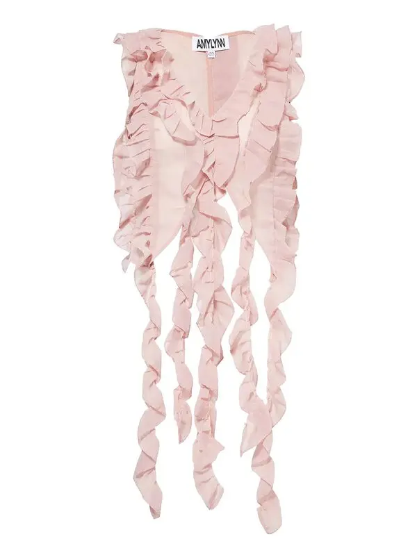 AMY LYNN Paola Ruffle Chiffon Top - Pink