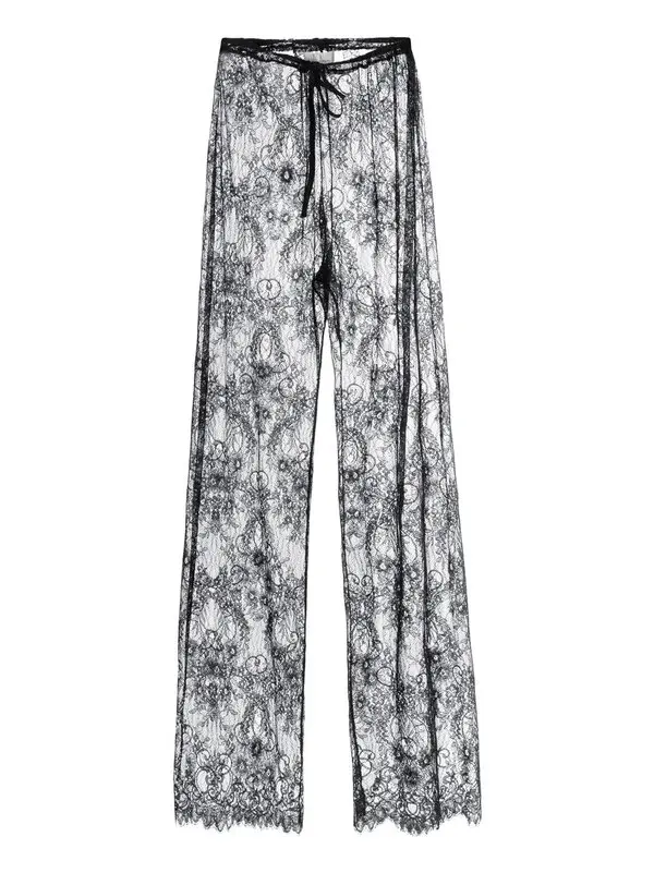 LIA ARAM Wide-leg Lace Trousers - Black