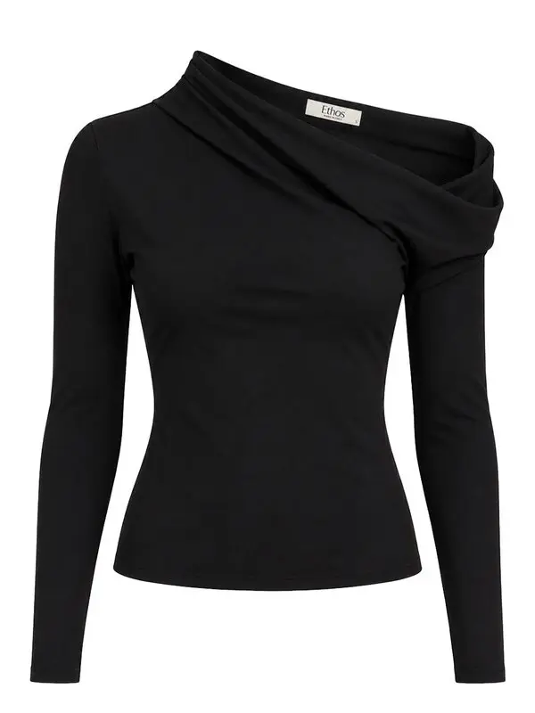 THE ETHOS STUDIO Lily Long Sleeve Top - Black