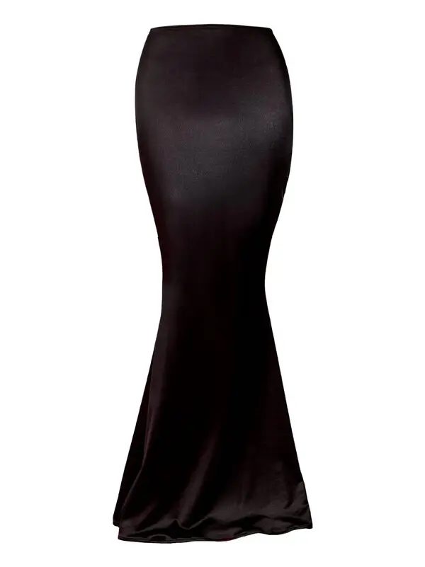 NUR KARAATA Satin Mermaid Skirt - Black