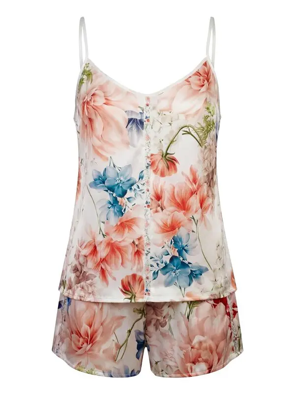 VIMISSIA Blossom Serenity Silk Camisole And Shorts Set - White