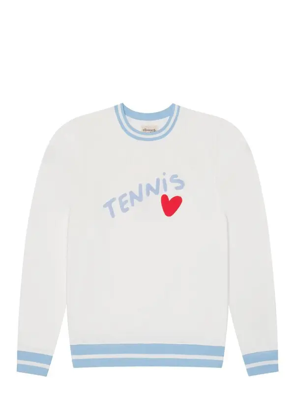 ELLSWORTH + IVEY Elle Tennis Heart Sweatshirt - White