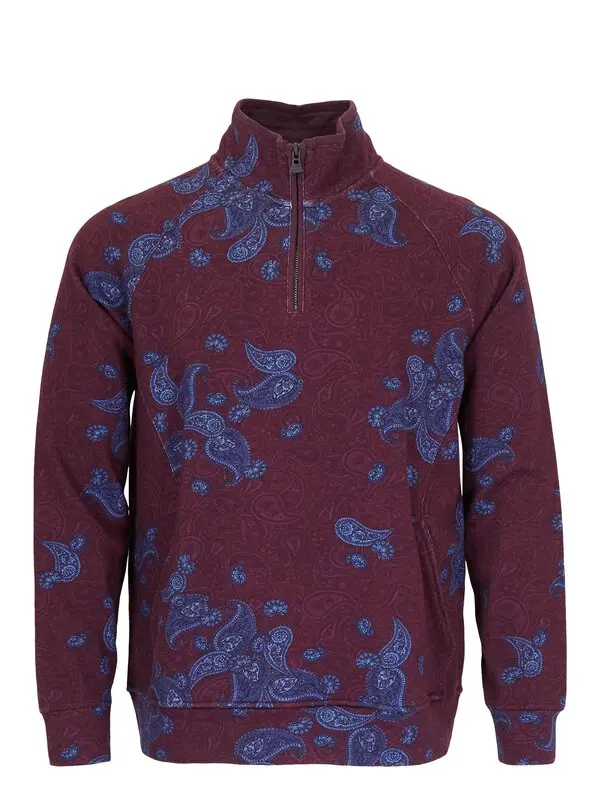 LORDS OF HARLECH Paisley Quarter-zip Pullover - Purple