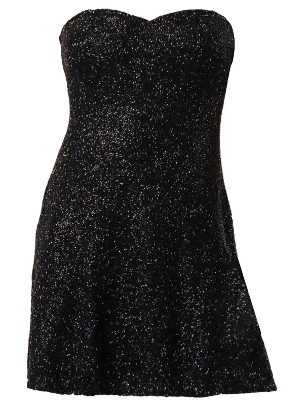 SELF-ADORE Hand-beaded Embellished Mini Dress - Black